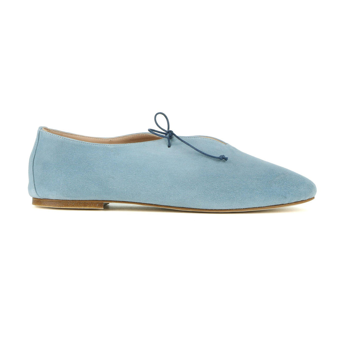 Giulia Lace-up in Light Blue Suede - Spelta Milano